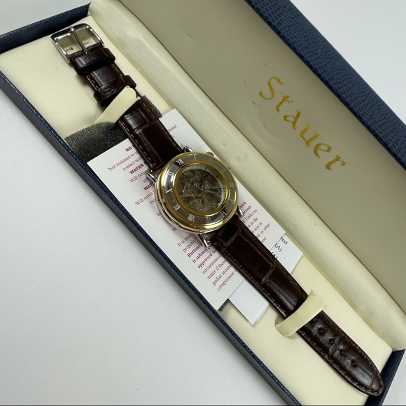 Stauer | Accessories | Mens Two Tone X Ray Watch With Leather Band ...
